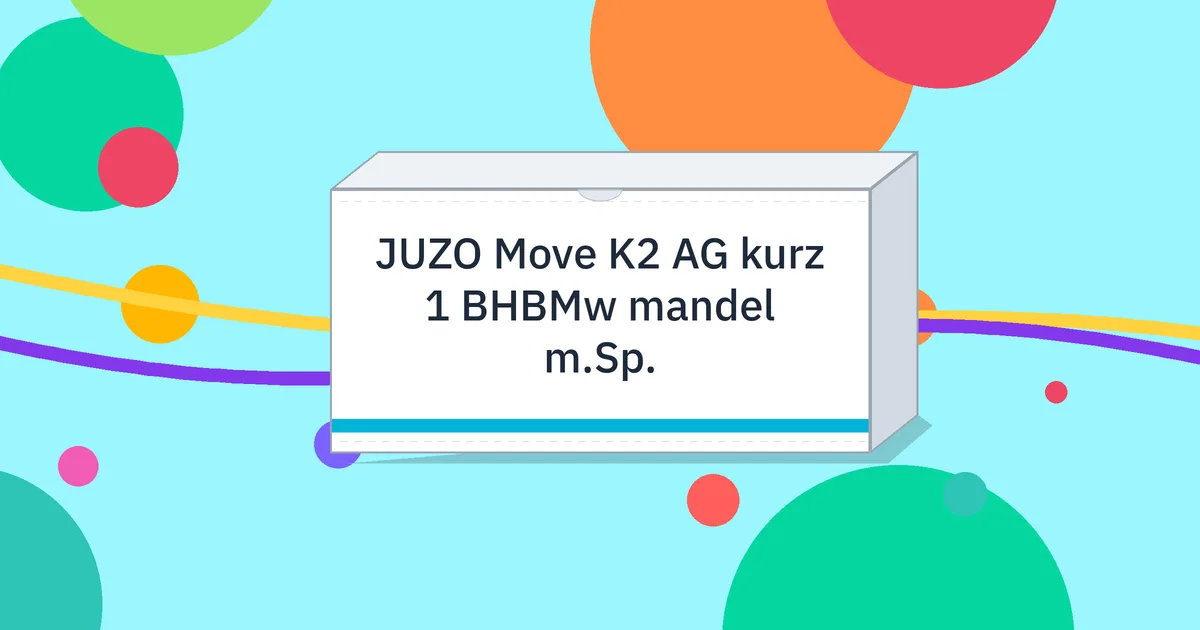 Symbolbild: Packung mit der Aufschrift JUZO Move K2 AG kurz 1 BHBMw mandel m.Sp. (PZN 16649955) – Verfügbarkeit und Bezug in Apotheken in Frankfurt am Main