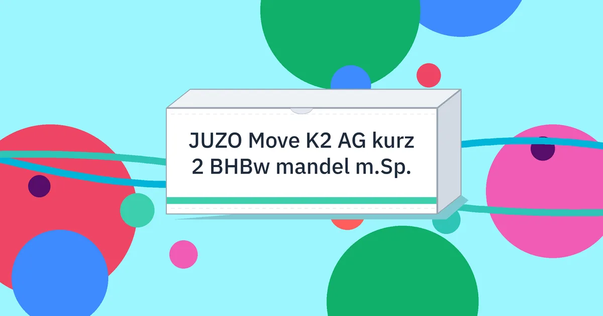 Symbolbild: Packung mit der Aufschrift JUZO Move K2 AG kurz 2 BHBw mandel m.Sp. (PZN 16645986) – Verfügbarkeit und Bezug in Apotheken in Frankfurt am Main