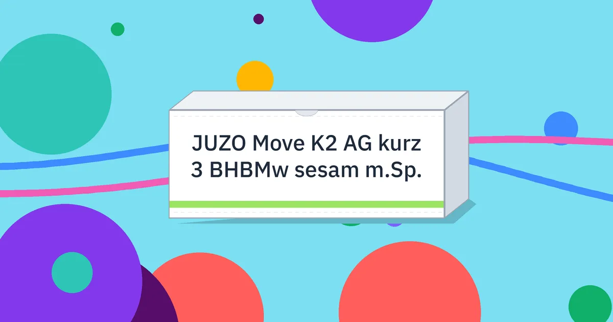 Symbolbild: Packung mit der Aufschrift JUZO Move K2 AG kurz 3 BHBMw sesam m.Sp. (PZN 18528888) – Verfügbarkeit und Bezug in Apotheken in Frankfurt am Main