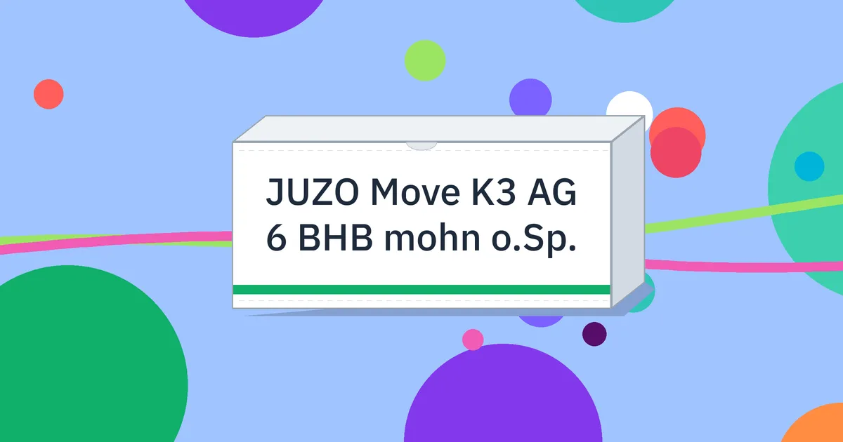 Symbolbild: Packung mit der Aufschrift JUZO Move K3 AG 6 BHB mohn o.Sp. (PZN 18589536) – Verfügbarkeit und Bezug in Apotheken in Frankfurt am Main