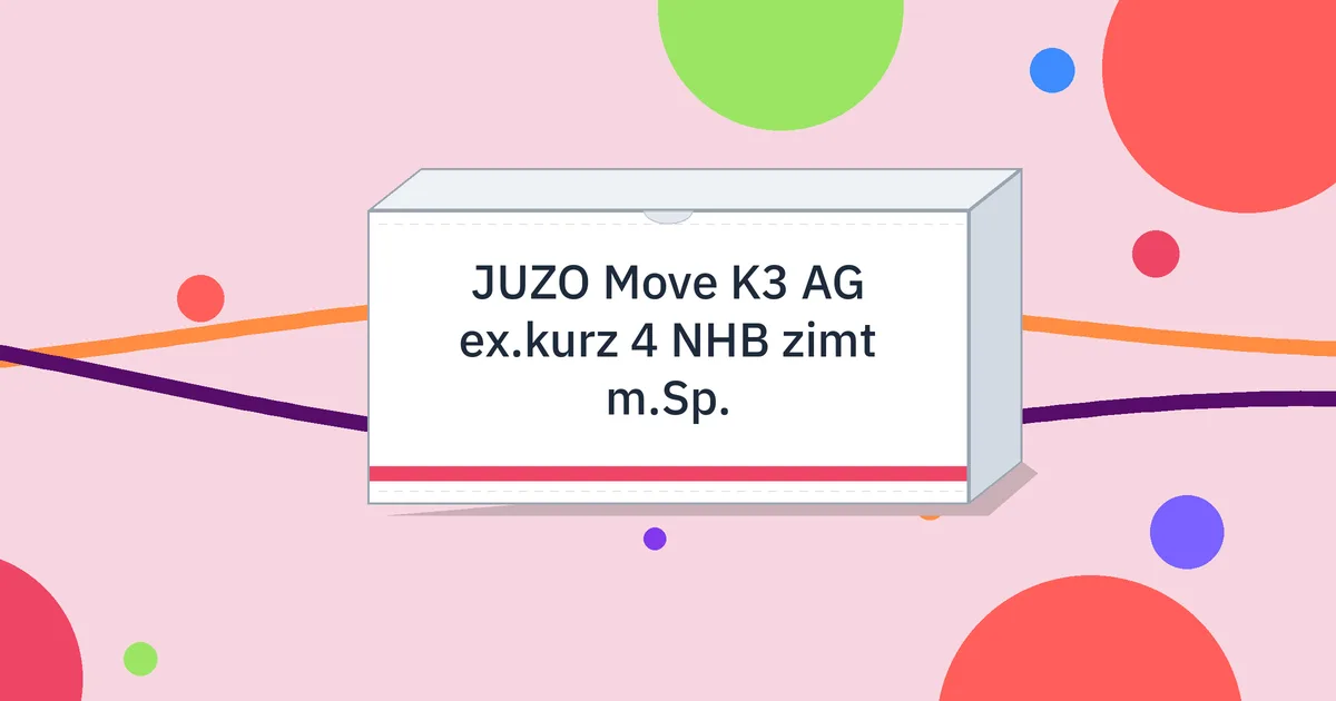 Symbolbild: Packung mit der Aufschrift JUZO Move K3 AG ex.kurz 4 NHB zimt m.Sp. (PZN 18583077) – Verfügbarkeit und Bezug in Apotheken in Frankfurt am Main