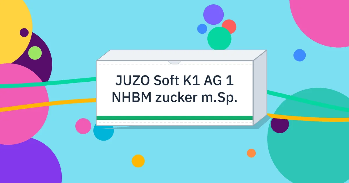 Symbolbild: Packung mit der Aufschrift JUZO Soft K1 AG 1 NHBM zucker m.Sp. (PZN 14999131) – Verfügbarkeit und Bezug in Apotheken in Frankfurt am Main