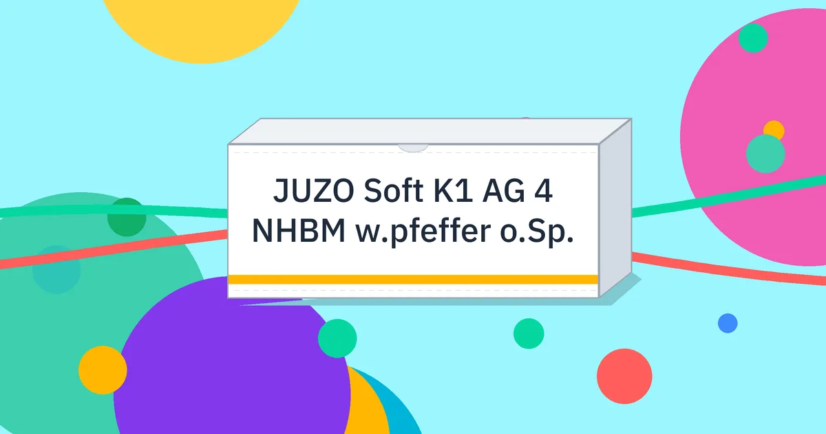 Symbolbild: Packung mit der Aufschrift JUZO Soft K1 AG 4 NHBM w.pfeffer o.Sp. (PZN 14999332) – Verfügbarkeit und Bezug in Apotheken in Frankfurt am Main