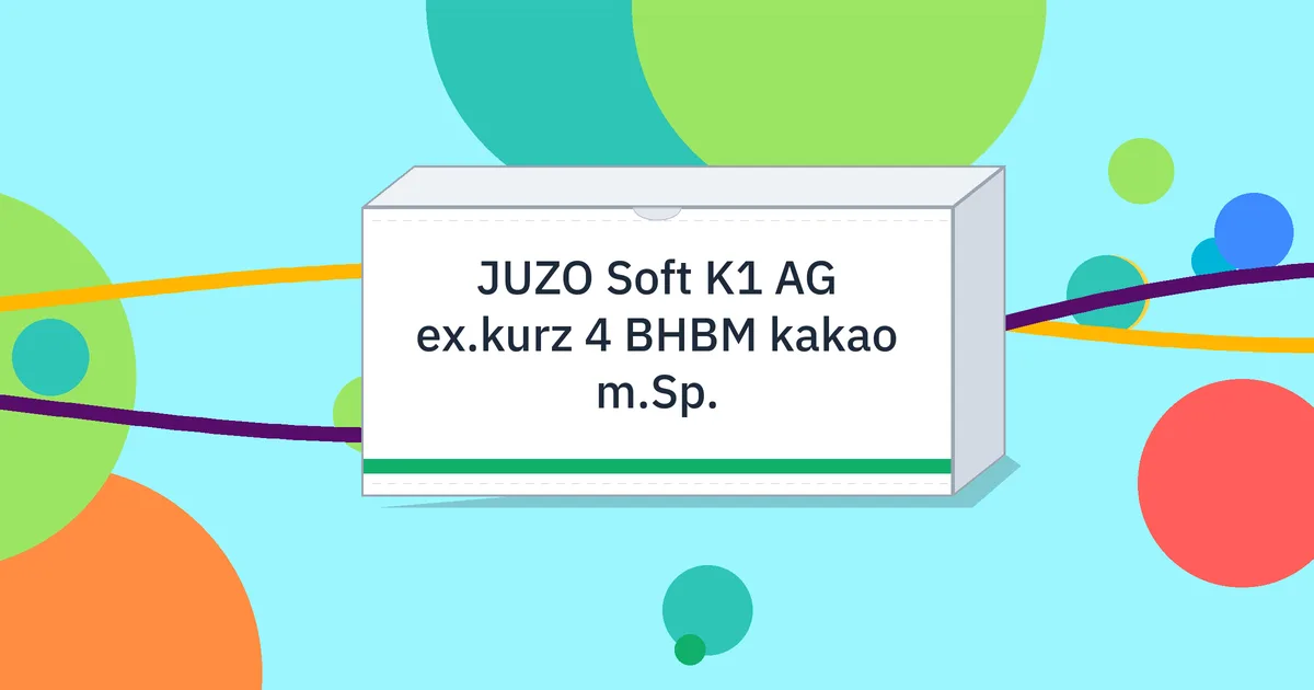 Symbolbild: Packung mit der Aufschrift JUZO Soft K1 AG ex.kurz 4 BHBM kakao m.Sp. (PZN 14856650) – Verfügbarkeit und Bezug in Apotheken in Frankfurt am Main