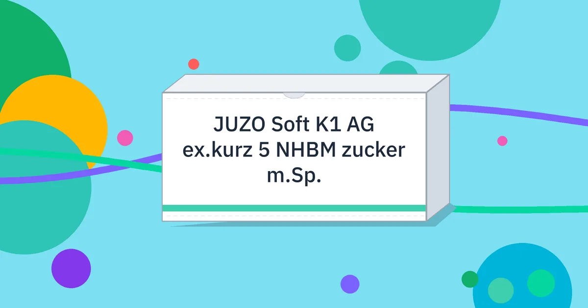 Symbolbild: Packung mit der Aufschrift JUZO Soft K1 AG ex.kurz 5 NHBM zucker m.Sp. (PZN 15018017) – Verfügbarkeit und Bezug in Apotheken in Frankfurt am Main