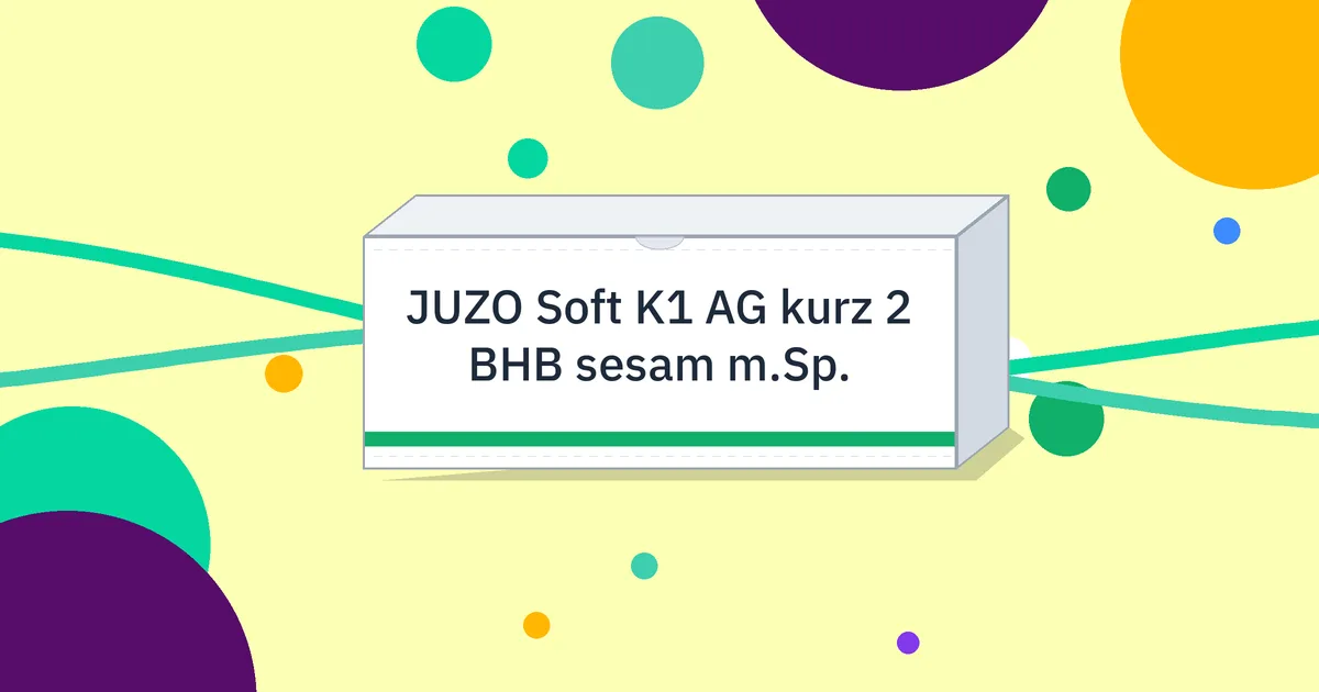 Symbolbild: Packung mit der Aufschrift JUZO Soft K1 AG kurz 2 BHB sesam m.Sp. (PZN 14822125) – Verfügbarkeit und Bezug in Apotheken in Frankfurt am Main