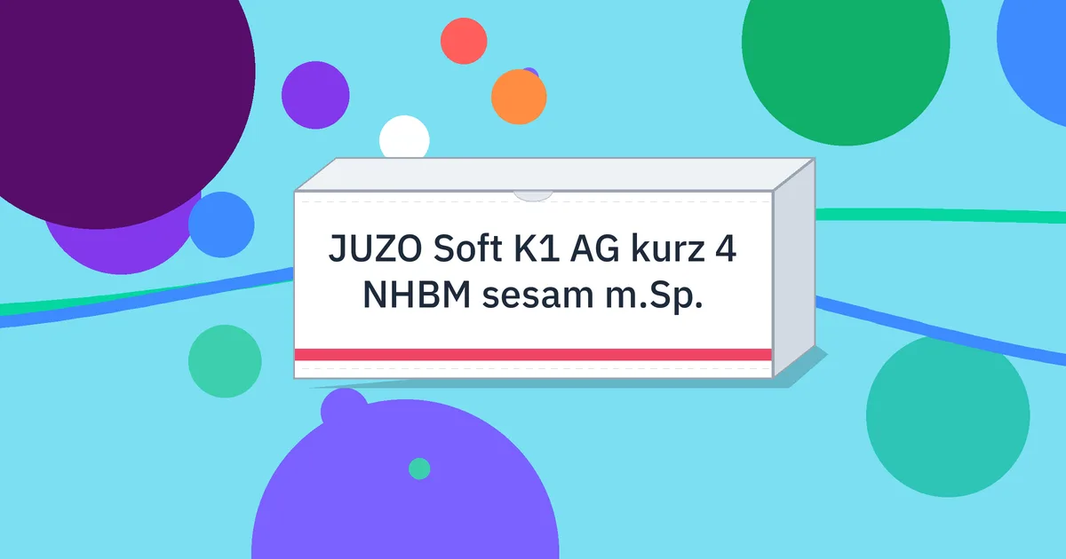 Symbolbild: Packung mit der Aufschrift JUZO Soft K1 AG kurz 4 NHBM sesam m.Sp. (PZN 15000075) – Verfügbarkeit und Bezug in Apotheken in Frankfurt am Main