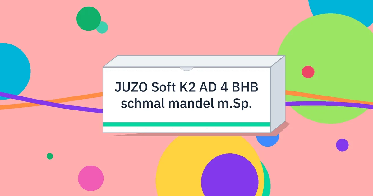 Symbolbild: Packung mit der Aufschrift JUZO Soft K2 AD 4 BHB schmal mandel m.Sp. (PZN 15465288) – Verfügbarkeit und Bezug in Apotheken in Frankfurt am Main