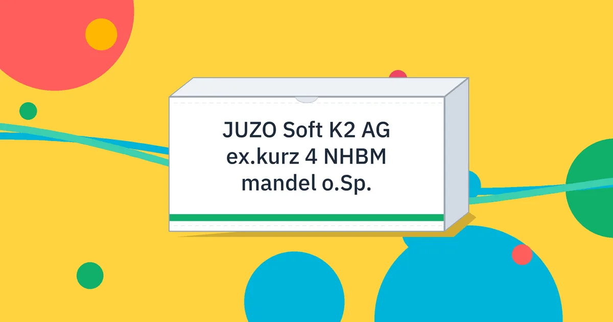 Symbolbild: Packung mit der Aufschrift JUZO Soft K2 AG ex.kurz 4 NHBM mandel o.Sp. (PZN 15002269) – Verfügbarkeit und Bezug in Apotheken in Frankfurt am Main