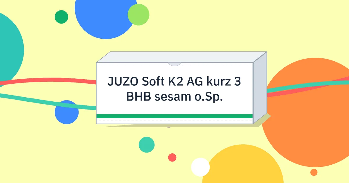 Symbolbild: Packung mit der Aufschrift JUZO Soft K2 AG kurz 3 BHB sesam o.Sp. (PZN 14826784) – Verfügbarkeit und Bezug in Apotheken in Frankfurt am Main