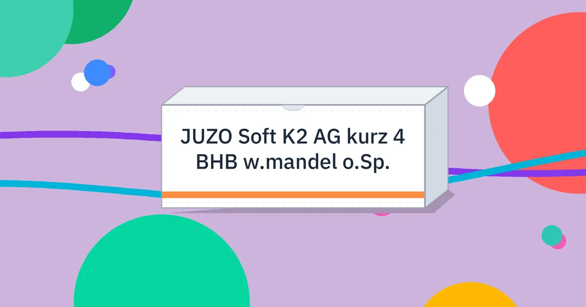 Symbolbild: Packung mit der Aufschrift JUZO Soft K2 AG kurz 4 BHB w.mandel o.Sp. (PZN 14842903) – Verfügbarkeit und Bezug in Apotheken in Frankfurt am Main