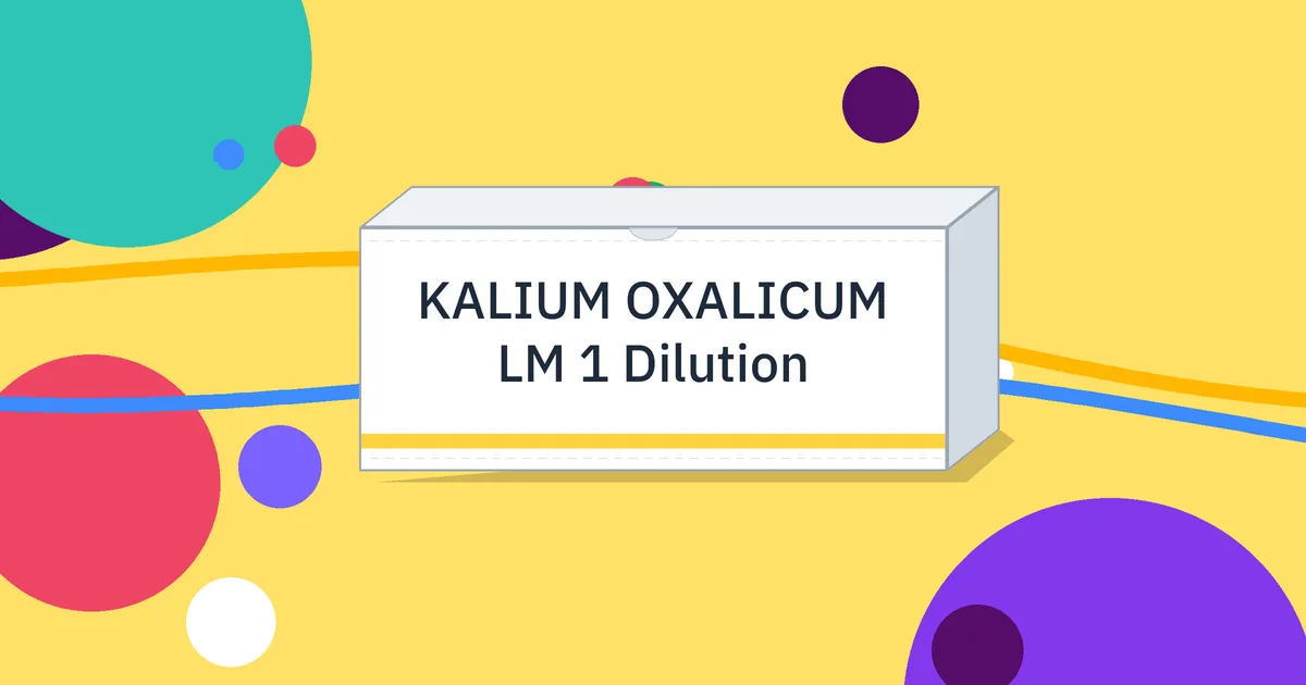 Symbolbild: Packung mit der Aufschrift KALIUM OXALICUM LM 1 Dilution (PZN 12923483) – Verfügbarkeit und Bezug in Apotheken in Frankfurt am Main