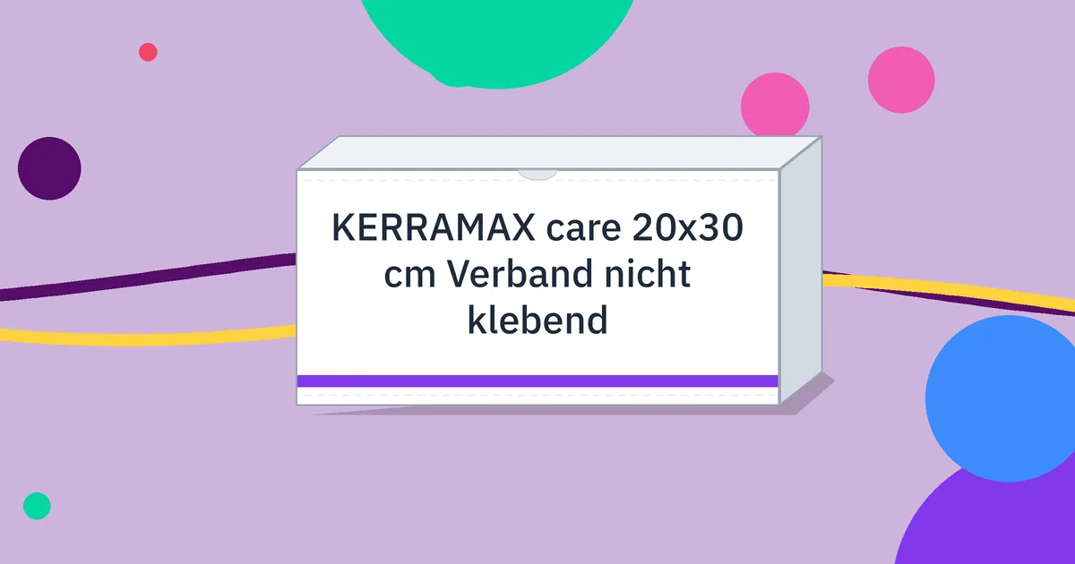 Symbolbild: Packung mit der Aufschrift KERRAMAX care 20x30 cm Verband nicht klebend (PZN 20176439) – Verfügbarkeit und Bezug in Apotheken in Frankfurt am Main