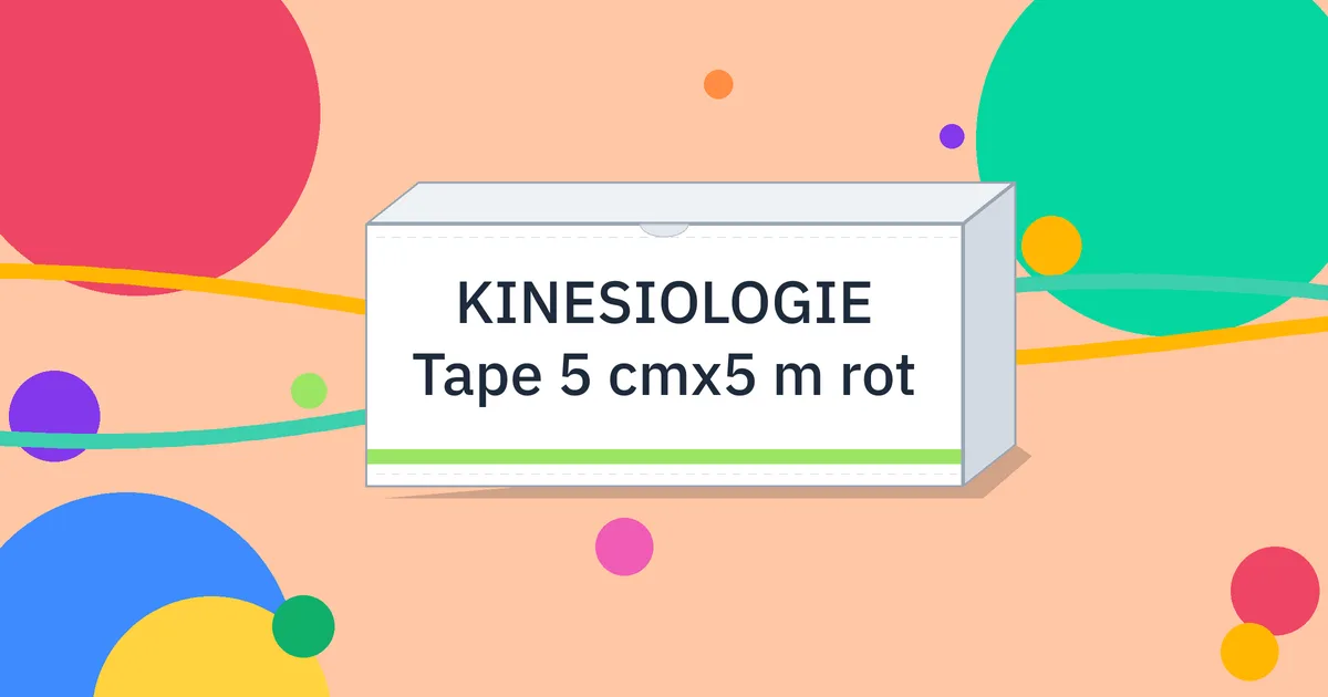 Symbolbild: Packung mit der Aufschrift KINESIOLOGIE Tape 5 cmx5 m rot (PZN 12492356) – Verfügbarkeit und Bezug in Apotheken in Frankfurt am Main