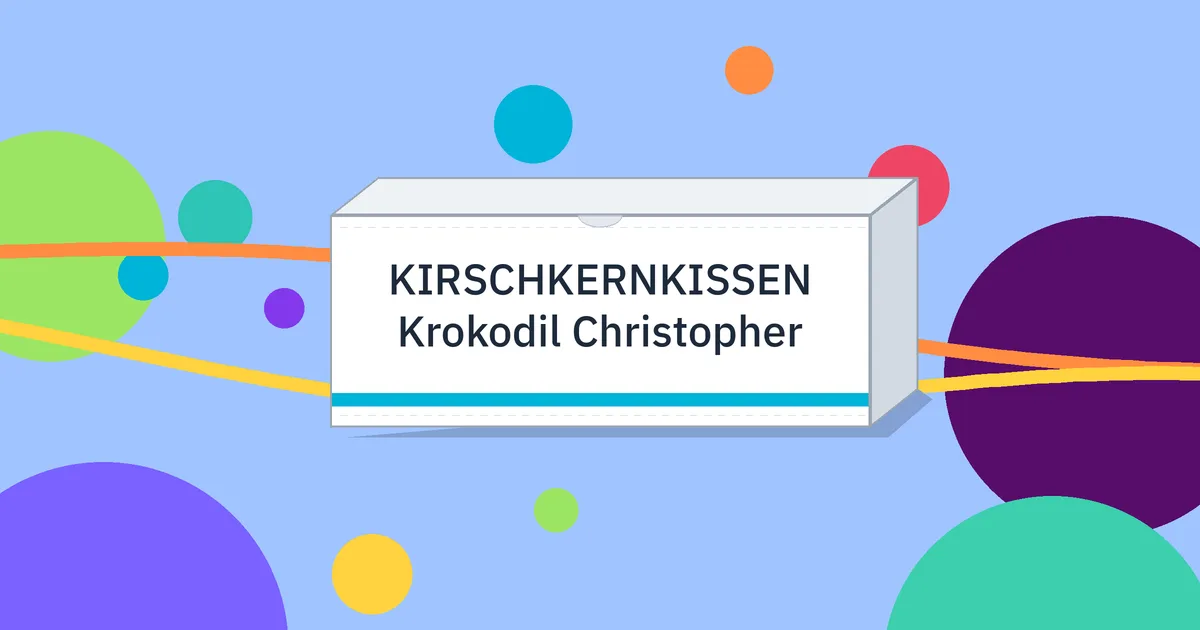 Symbolbild: Packung mit der Aufschrift KIRSCHKERNKISSEN Krokodil Christopher (PZN 14288683) – Verfügbarkeit und Bezug in Apotheken in Frankfurt am Main