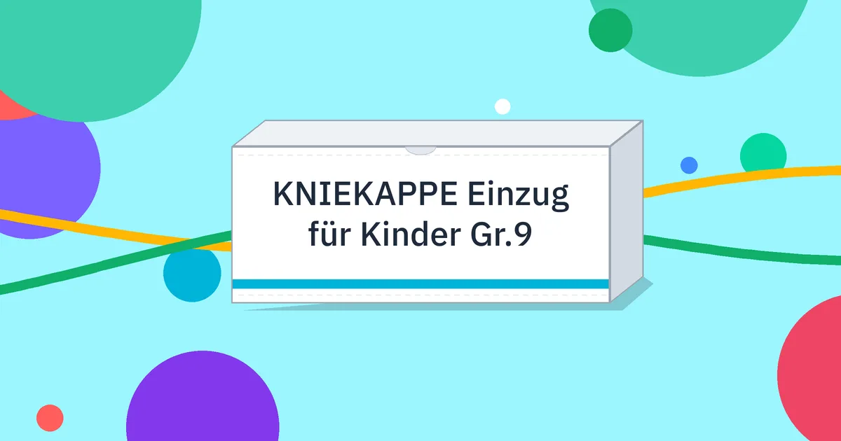 Symbolbild: Packung mit der Aufschrift KNIEKAPPE Einzug für Kinder Gr.9 (PZN 01738699) – Verfügbarkeit und Bezug in Apotheken in Frankfurt am Main