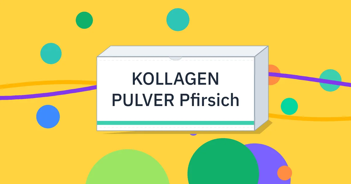 Symbolbild: Packung mit der Aufschrift KOLLAGEN PULVER Pfirsich (PZN 19895637) – Verfügbarkeit und Bezug in Apotheken in Frankfurt am Main