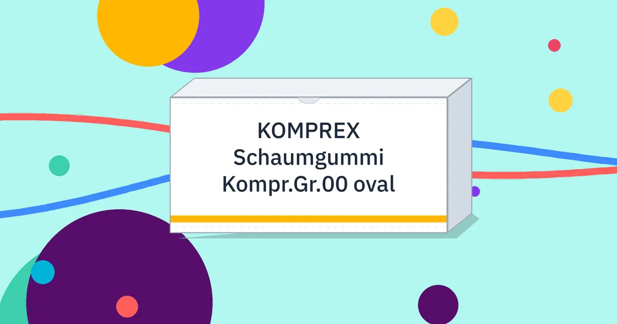 Symbolbild: Packung mit der Aufschrift KOMPREX Schaumgummi Kompr.Gr.00 oval (PZN 00591018) – Verfügbarkeit und Bezug in Apotheken in Frankfurt am Main