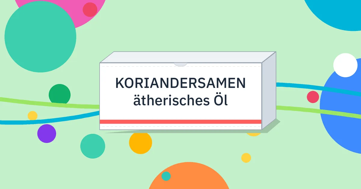 Symbolbild: Packung mit der Aufschrift KORIANDERSAMEN ätherisches Öl (PZN 18004990) – Verfügbarkeit und Bezug in Apotheken in Frankfurt am Main