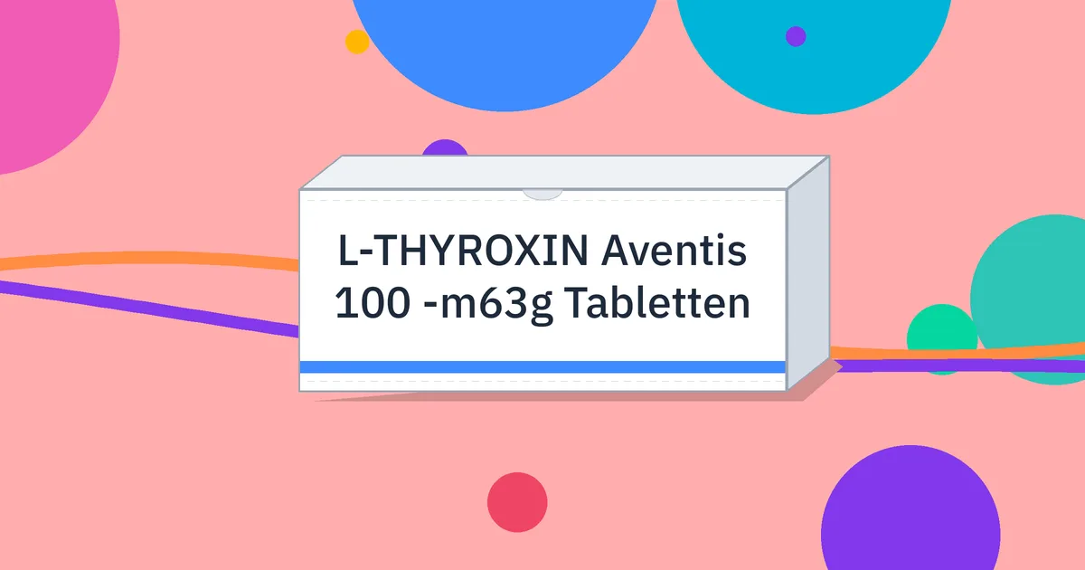Symbolbild: Packung mit der Aufschrift L-THYROXIN Aventis 100 -m63g Tabletten (PZN 12727115) – Verfügbarkeit und Bezug in Apotheken in Frankfurt am Main
