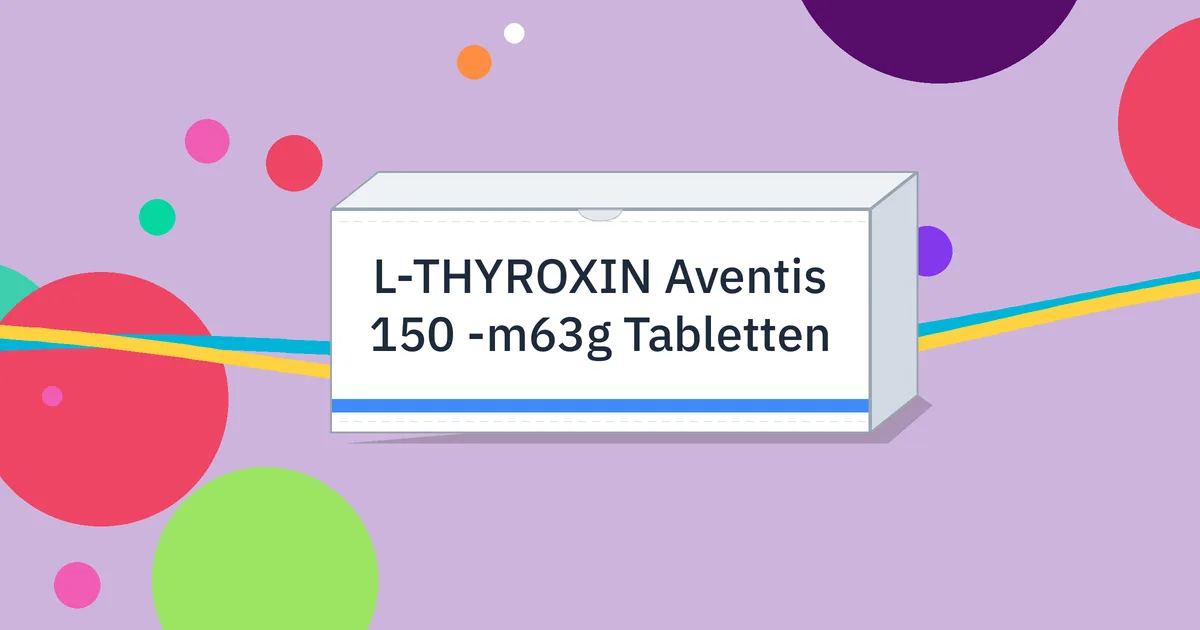 Symbolbild: Packung mit der Aufschrift L-THYROXIN Aventis 150 -m63g Tabletten (PZN 12727150) – Verfügbarkeit und Bezug in Apotheken in Frankfurt am Main