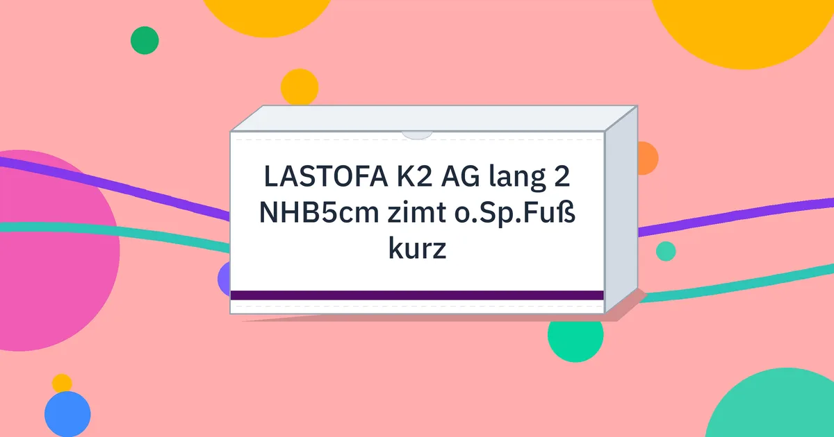 Symbolbild: Packung mit der Aufschrift LASTOFA K2 AG lang 2 NHB5cm zimt o.Sp.Fuß kurz (PZN 13802971) – Verfügbarkeit und Bezug in Apotheken in Frankfurt am Main