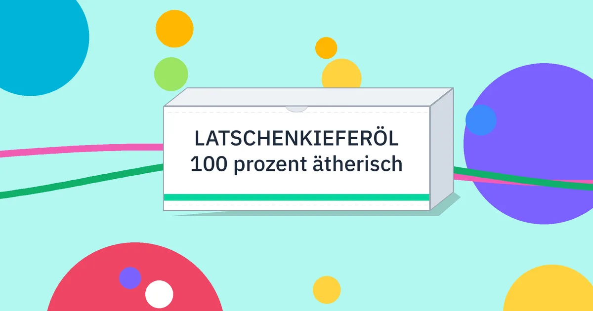 Symbolbild: Packung mit der Aufschrift LATSCHENKIEFERÖL 100 prozent ätherisch (PZN 07205774) – Verfügbarkeit und Bezug in Apotheken in Frankfurt am Main