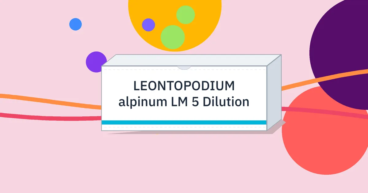 Symbolbild: Packung mit der Aufschrift LEONTOPODIUM alpinum LM 5 Dilution (PZN 13525342) – Verfügbarkeit und Bezug in Apotheken in Frankfurt am Main