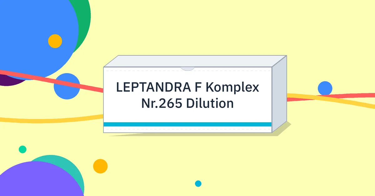 Symbolbild: Packung mit der Aufschrift LEPTANDRA F Komplex Nr.265 Dilution (PZN 01013200) – Verfügbarkeit und Bezug in Apotheken in Frankfurt am Main