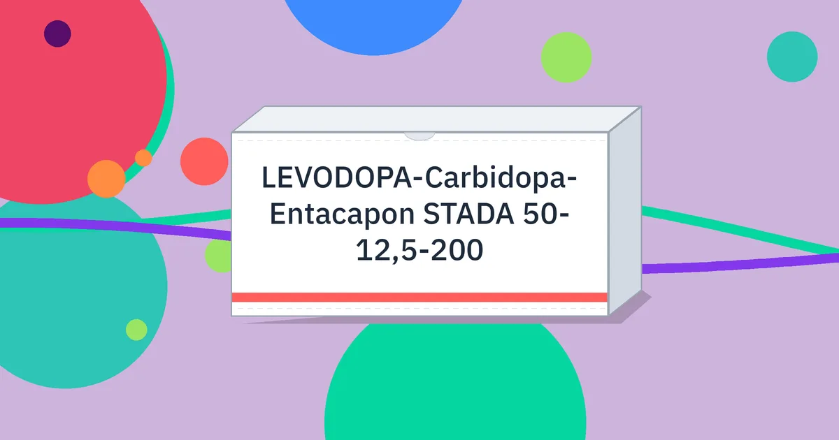 Symbolbild: Packung mit der Aufschrift LEVODOPA-Carbidopa-Entacapon STADA 50-12,5-200 (PZN 10386704) – Verfügbarkeit und Bezug in Apotheken in Frankfurt am Main