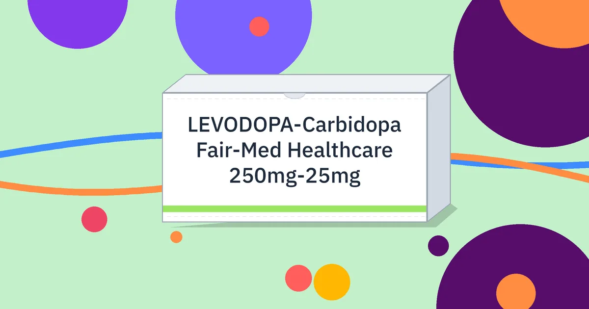 Symbolbild: Packung mit der Aufschrift LEVODOPA-Carbidopa Fair-Med Healthcare 250mg-25mg (PZN 12728563) – Verfügbarkeit und Bezug in Apotheken in Frankfurt am Main