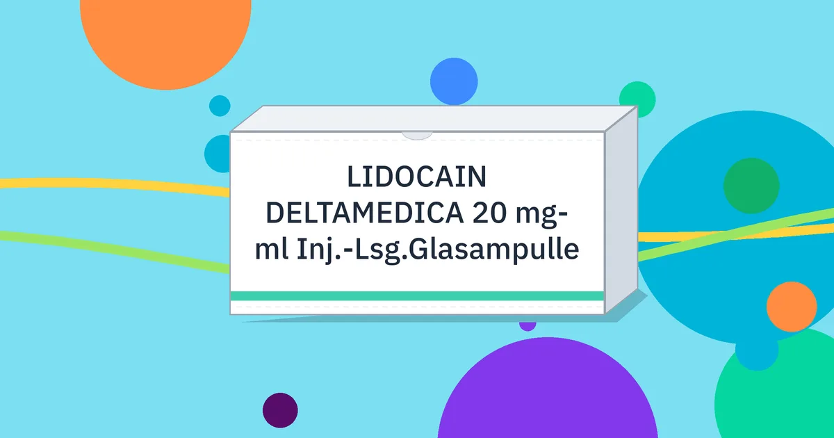 Symbolbild: Packung mit der Aufschrift LIDOCAIN DELTAMEDICA 20 mg-ml Inj.-Lsg.Glasampulle (PZN 09220329) – Verfügbarkeit und Bezug in Apotheken in Frankfurt am Main