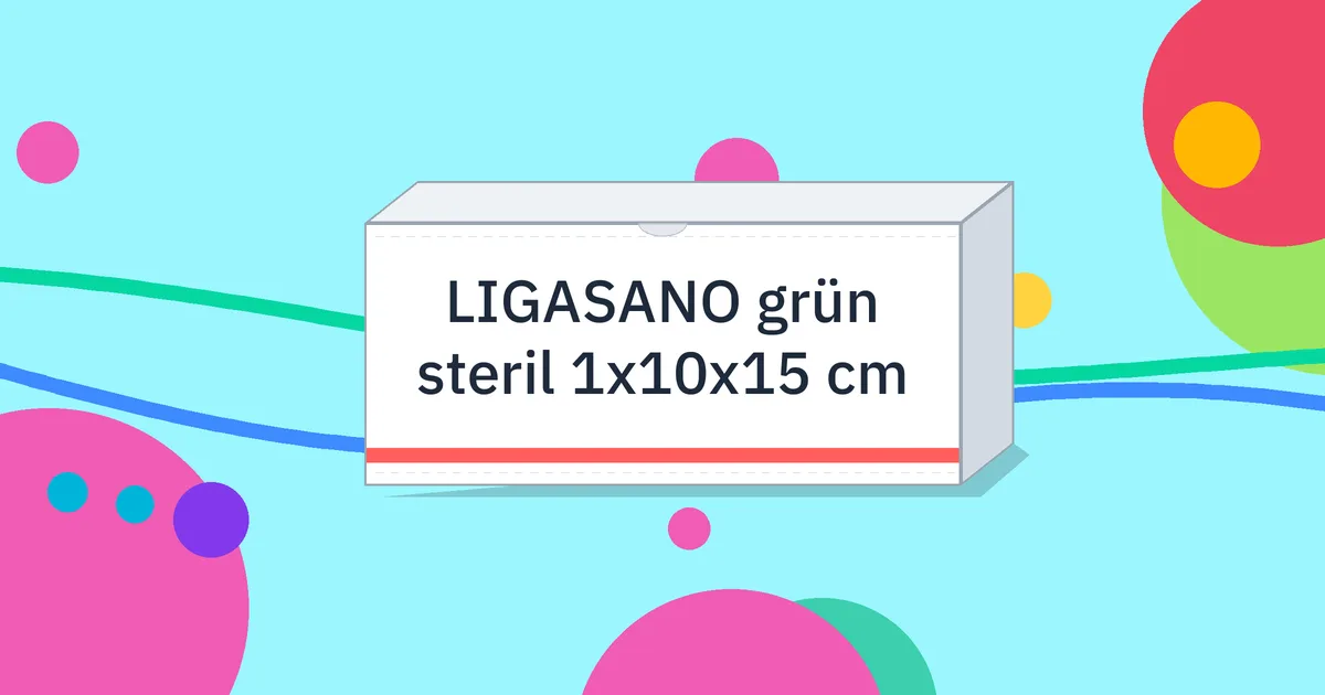 Symbolbild: Packung mit der Aufschrift LIGASANO grün steril 1x10x15 cm (PZN 20101921) – Verfügbarkeit und Bezug in Apotheken in Frankfurt am Main