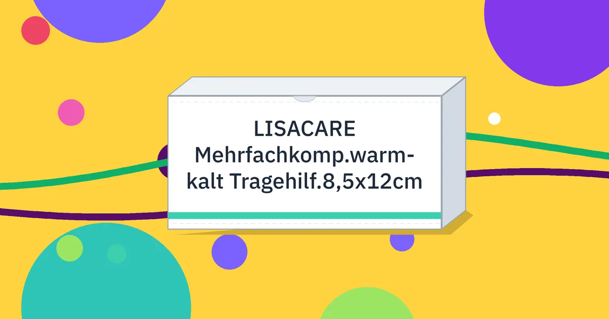 Symbolbild: Packung mit der Aufschrift LISACARE Mehrfachkomp.warm-kalt Tragehilf.8,5x12cm (PZN 19821834) – Verfügbarkeit und Bezug in Apotheken in Frankfurt am Main