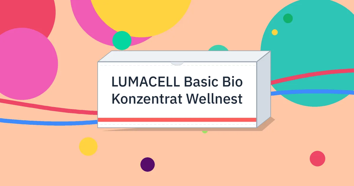 Symbolbild: Packung mit der Aufschrift LUMACELL Basic Bio Konzentrat Wellnest (PZN 08458632) – Verfügbarkeit und Bezug in Apotheken in Frankfurt am Main