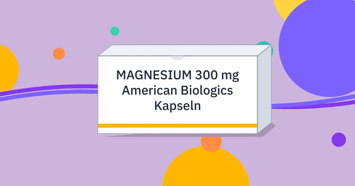 Symbolbild: Packung mit der Aufschrift MAGNESIUM 300 mg American Biologics Kapseln (PZN 17363801) – Verfügbarkeit und Bezug in Apotheken in Frankfurt am Main