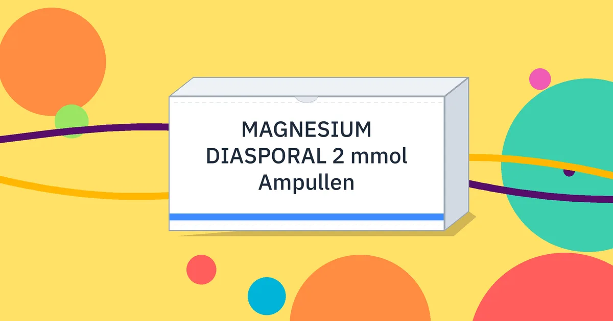 Symbolbild: Packung mit der Aufschrift MAGNESIUM DIASPORAL 2 mmol Ampullen (PZN 08626762) – Verfügbarkeit und Bezug in Apotheken in Frankfurt am Main