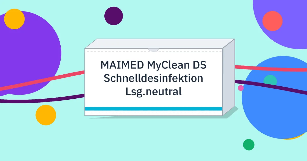 Symbolbild: Packung mit der Aufschrift MAIMED MyClean DS Schnelldesinfektion Lsg.neutral (PZN 10305752) – Verfügbarkeit und Bezug in Apotheken in Frankfurt am Main