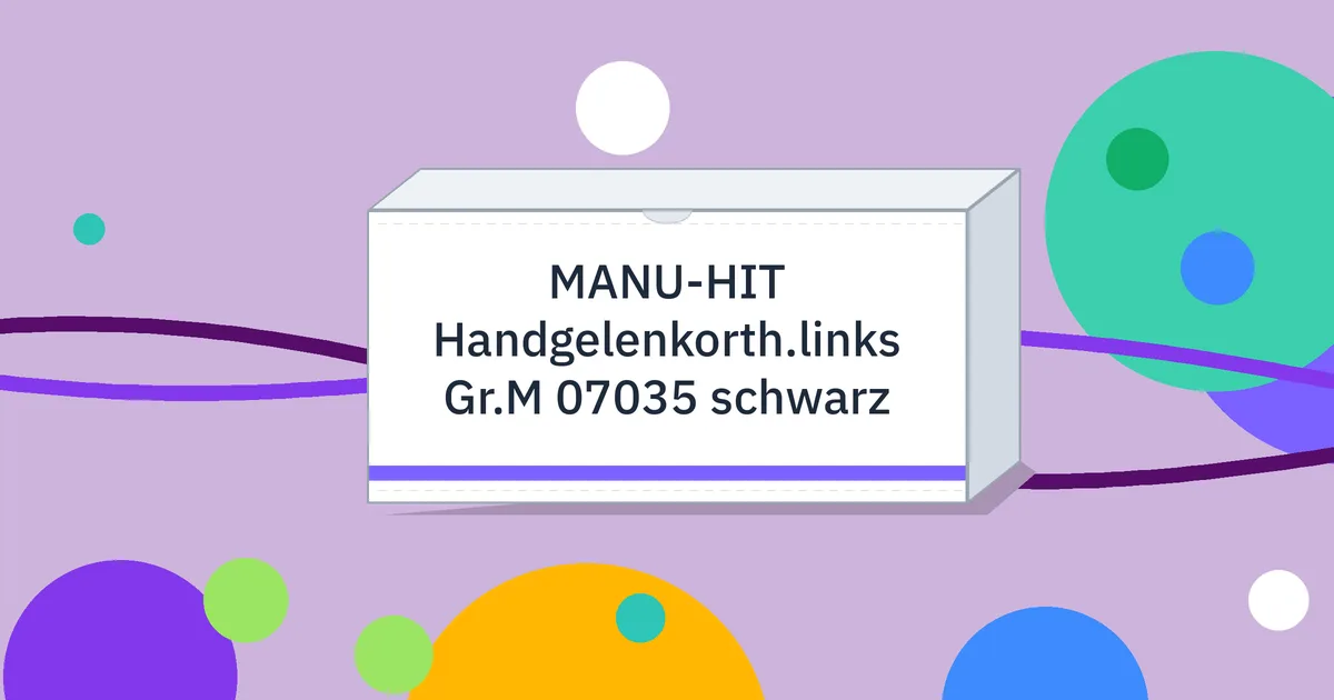 Symbolbild: Packung mit der Aufschrift MANU-HIT Handgelenkorth.links Gr.M 07035 schwarz (PZN 03264550) – Verfügbarkeit und Bezug in Apotheken in Frankfurt am Main