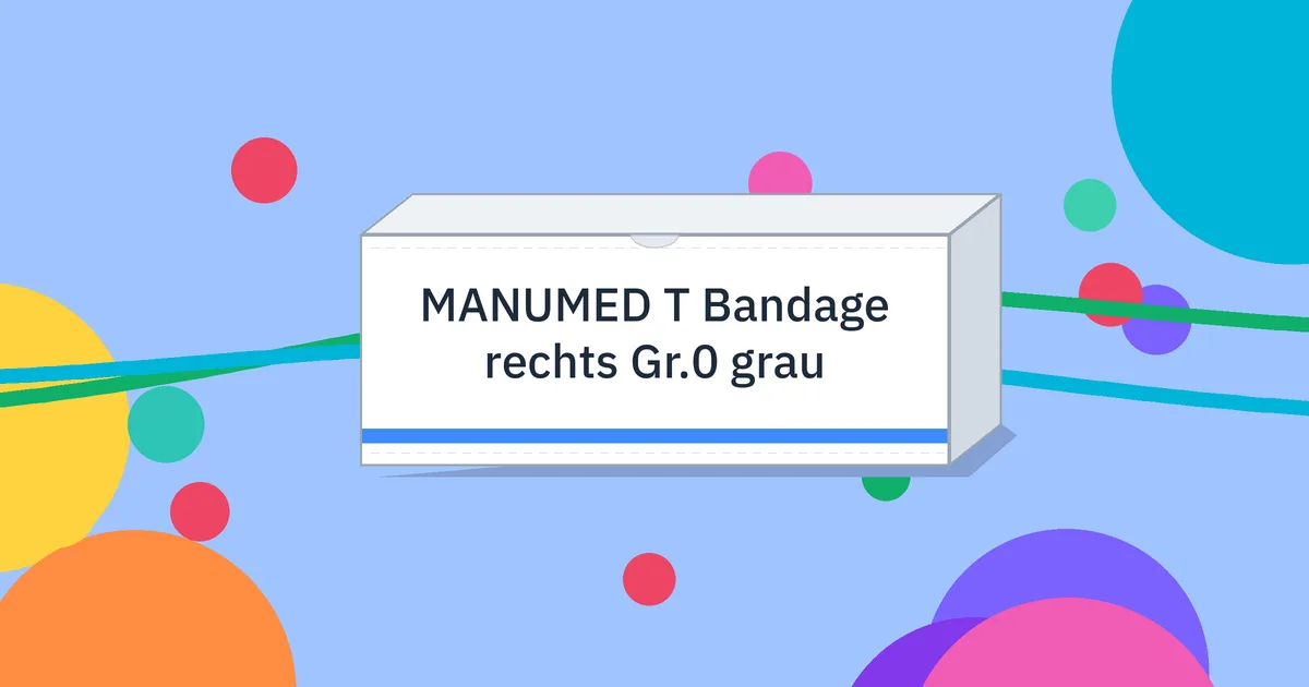 Symbolbild: Packung mit der Aufschrift MANUMED T Bandage rechts Gr.0 grau (PZN 07644114) – Verfügbarkeit und Bezug in Apotheken in Frankfurt am Main