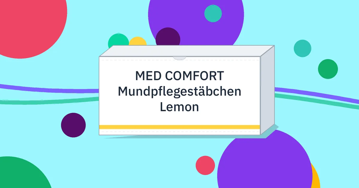 Symbolbild: Packung mit der Aufschrift MED COMFORT Mundpflegestäbchen Lemon (PZN 12387932) – Verfügbarkeit und Bezug in Apotheken in Frankfurt am Main