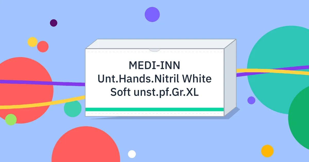 Symbolbild: Packung mit der Aufschrift MEDI-INN Unt.Hands.Nitril White Soft unst.pf.Gr.XL (PZN 10183450) – Verfügbarkeit und Bezug in Apotheken in Frankfurt am Main