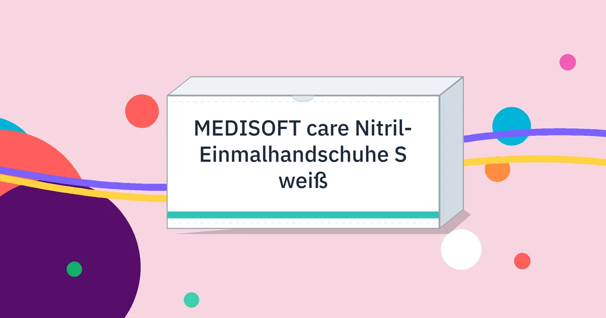 Symbolbild: Packung mit der Aufschrift MEDISOFT care Nitril-Einmalhandschuhe S weiß (PZN 20028319) – Verfügbarkeit und Bezug in Apotheken in Frankfurt am Main