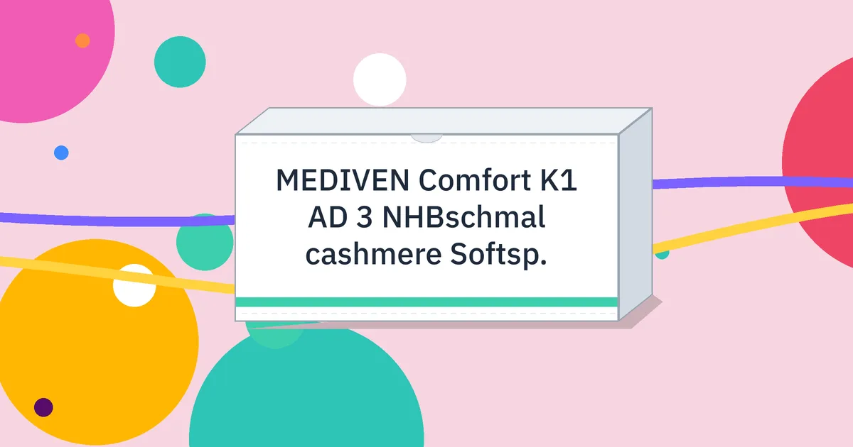 Symbolbild: Packung mit der Aufschrift MEDIVEN Comfort K1 AD 3 NHBschmal cashmere Softsp. (PZN 14659754) – Verfügbarkeit und Bezug in Apotheken in Frankfurt am Main
