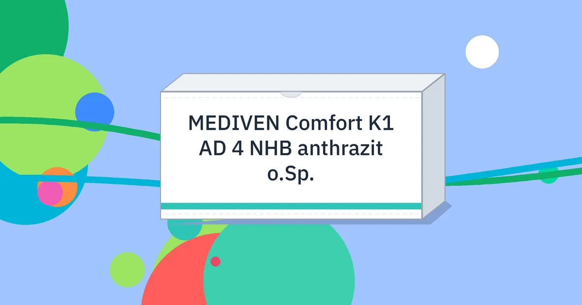 Symbolbild: Packung mit der Aufschrift MEDIVEN Comfort K1 AD 4 NHB anthrazit o.Sp. (PZN 14559886) – Verfügbarkeit und Bezug in Apotheken in Frankfurt am Main