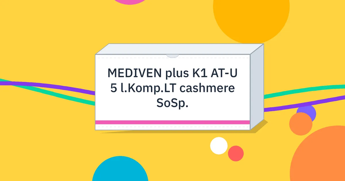 Symbolbild: Packung mit der Aufschrift MEDIVEN plus K1 AT-U 5 l.Komp.LT cashmere SoSp. (PZN 15033146) – Verfügbarkeit und Bezug in Apotheken in Frankfurt am Main