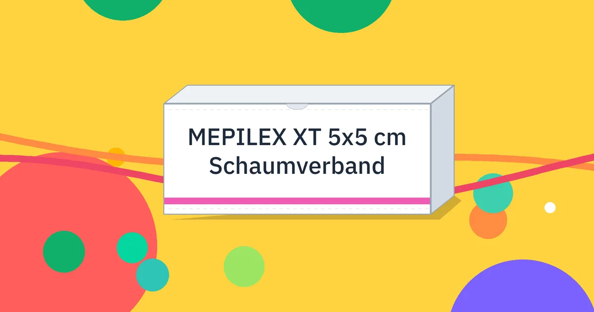Symbolbild: Packung mit der Aufschrift MEPILEX XT 5x5 cm Schaumverband (PZN 11374502) – Verfügbarkeit und Bezug in Apotheken in Frankfurt am Main