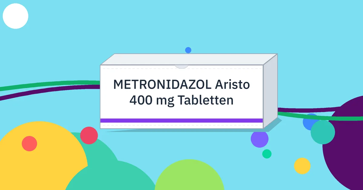 Symbolbild: Packung mit der Aufschrift METRONIDAZOL Aristo 400 mg Tabletten (PZN 04859044) – Verfügbarkeit und Bezug in Apotheken in Frankfurt am Main