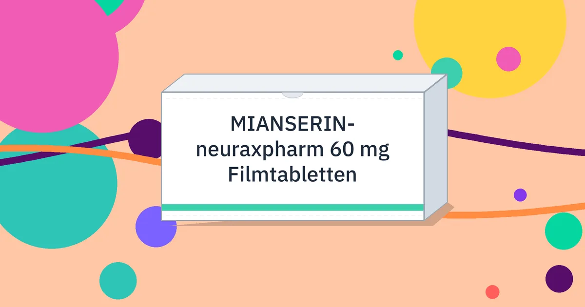 Symbolbild: Packung mit der Aufschrift MIANSERIN-neuraxpharm 60 mg Filmtabletten (PZN 01267076) – Verfügbarkeit und Bezug in Apotheken in Frankfurt am Main