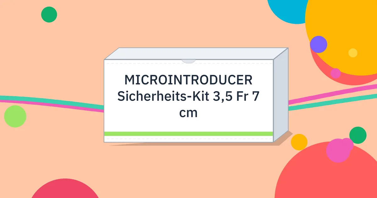 Symbolbild: Packung mit der Aufschrift MICROINTRODUCER Sicherheits-Kit 3,5 Fr 7 cm (PZN 12398901) – Verfügbarkeit und Bezug in Apotheken in Frankfurt am Main
